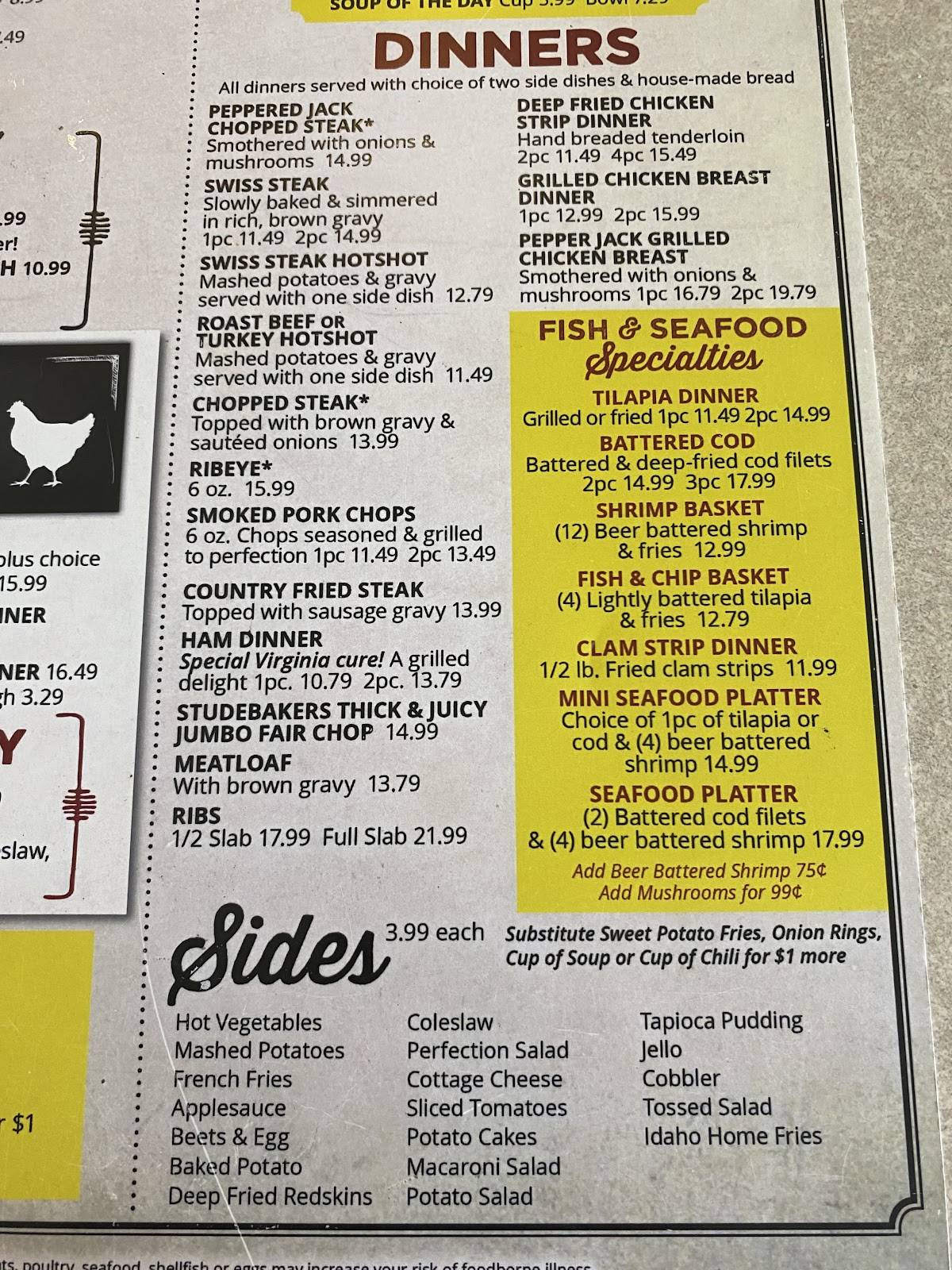 Studebaker S Country Restaurant Menu