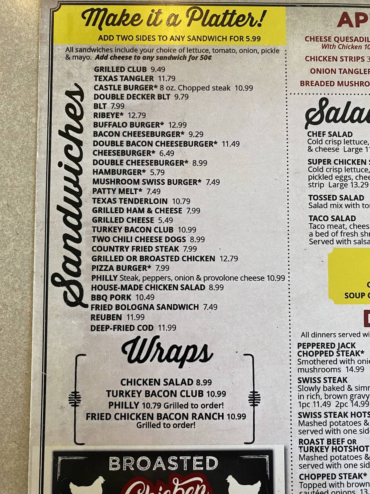 Studebaker S Country Restaurant Menu
