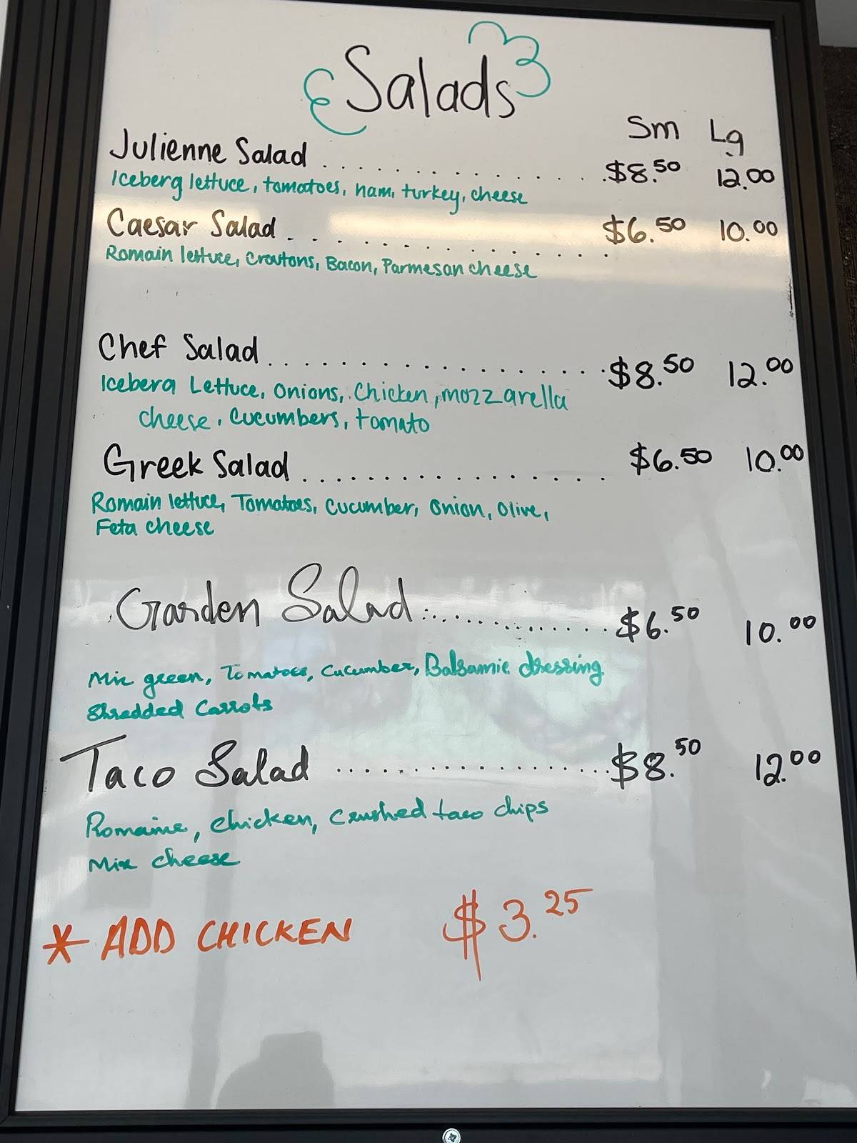 Menu at Sub World pizzeria, Sudbury