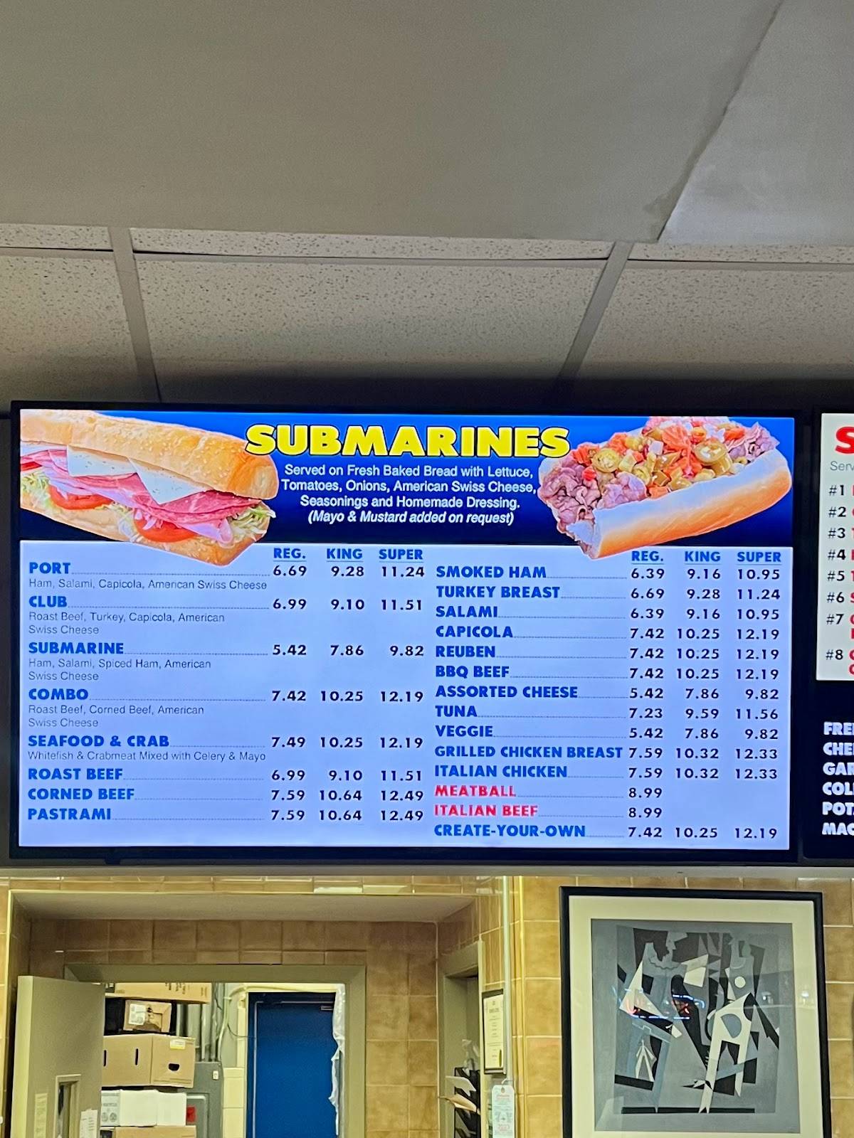 Menu at Submarine Port fast food, South Holland, 617 E 162nd St