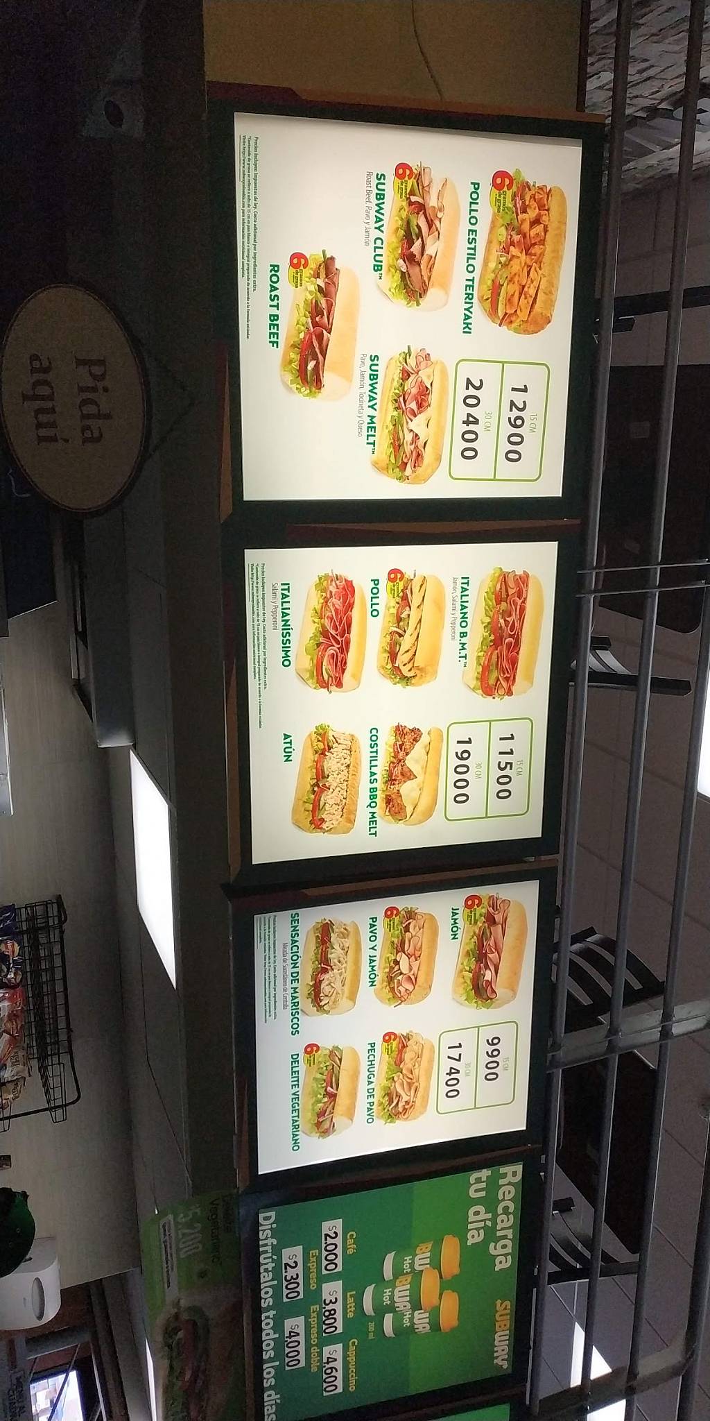 Menu at Subway restaurant, Bogotá, Calle 113 # 7-46 Local 126
