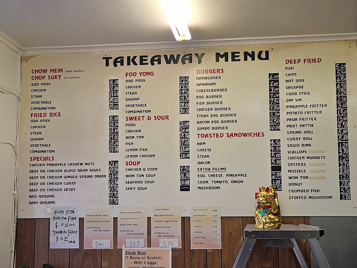Menu at Sunlong Takeaways fast food, Paraparaumu