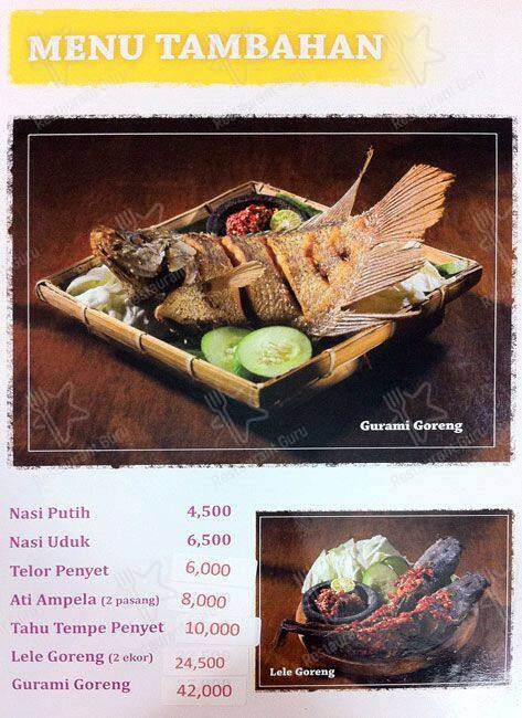 Menu at Super Penyet restaurant, Central Jakarta, Ratu Plaza Unit. G - 017