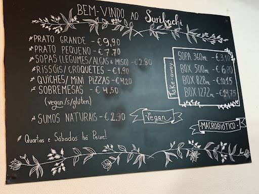 Menu at Suribachi restaurant, Porto