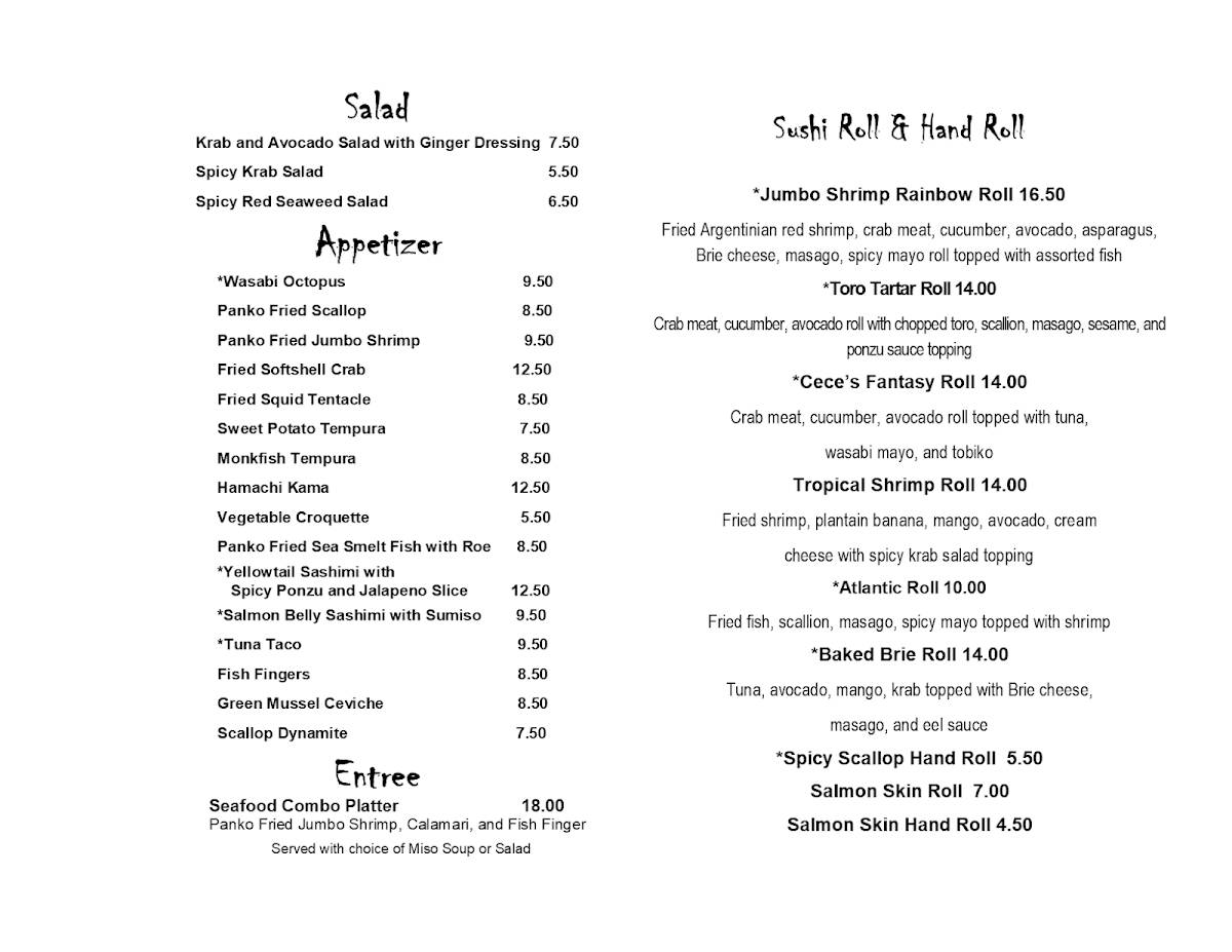 Menu at Sushi Goma restaurant, Port St. Lucie