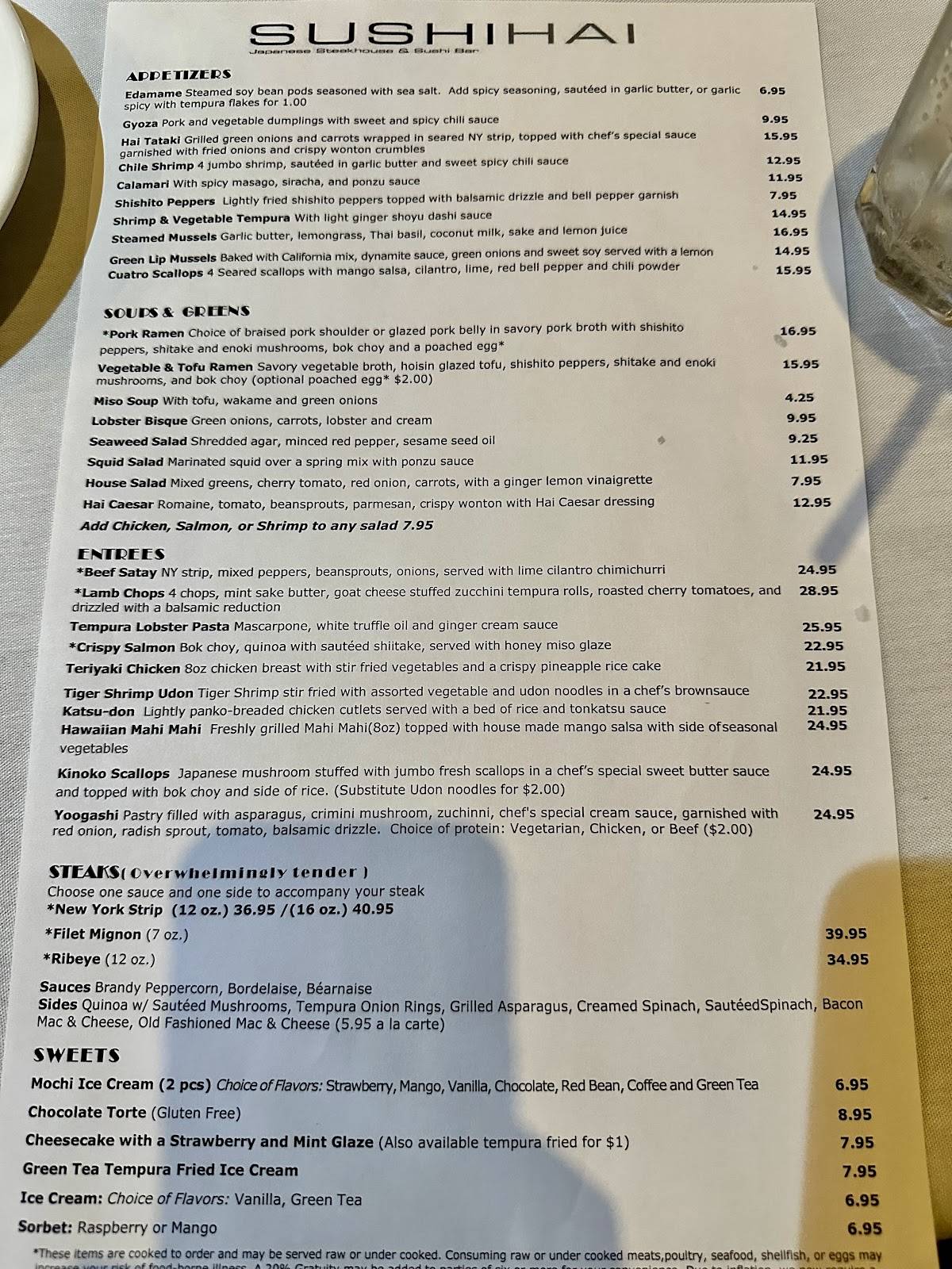 Menu at Sushi Hai restaurant, Denver, W 32nd Ave Ste D