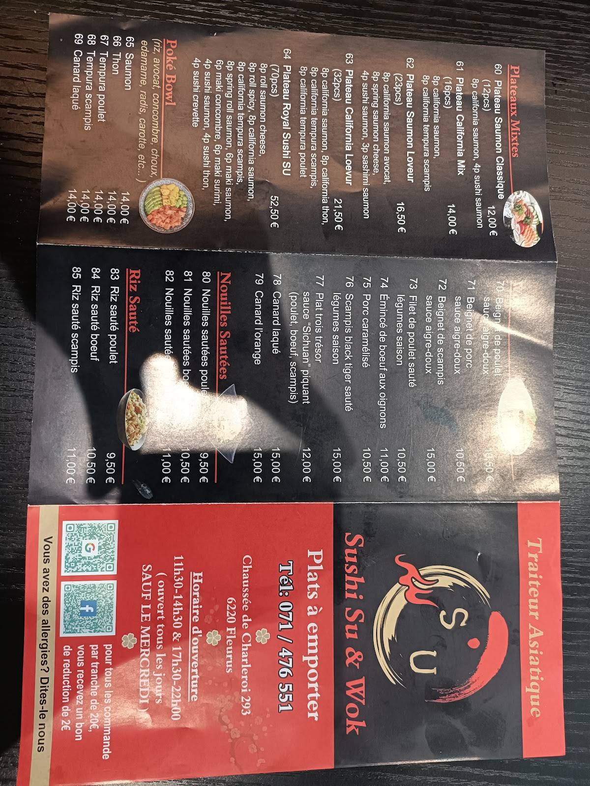 Menu at Sushi Su & Wok, Fleurus