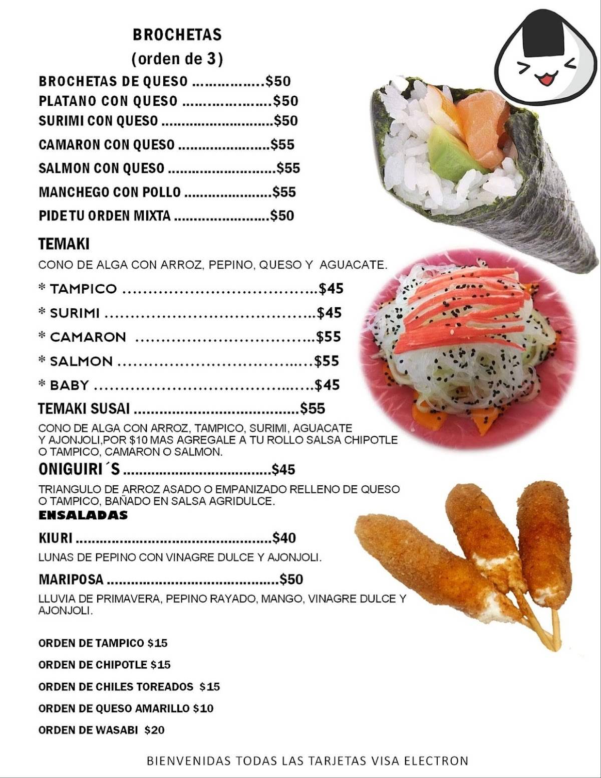 Carta del restaurante Sushi Susai, Villa Nicolás Romero