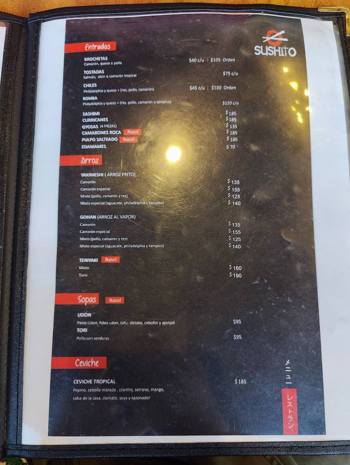 Carta del restaurante Sushito Centenario, San José del Cabo, Av Centenario