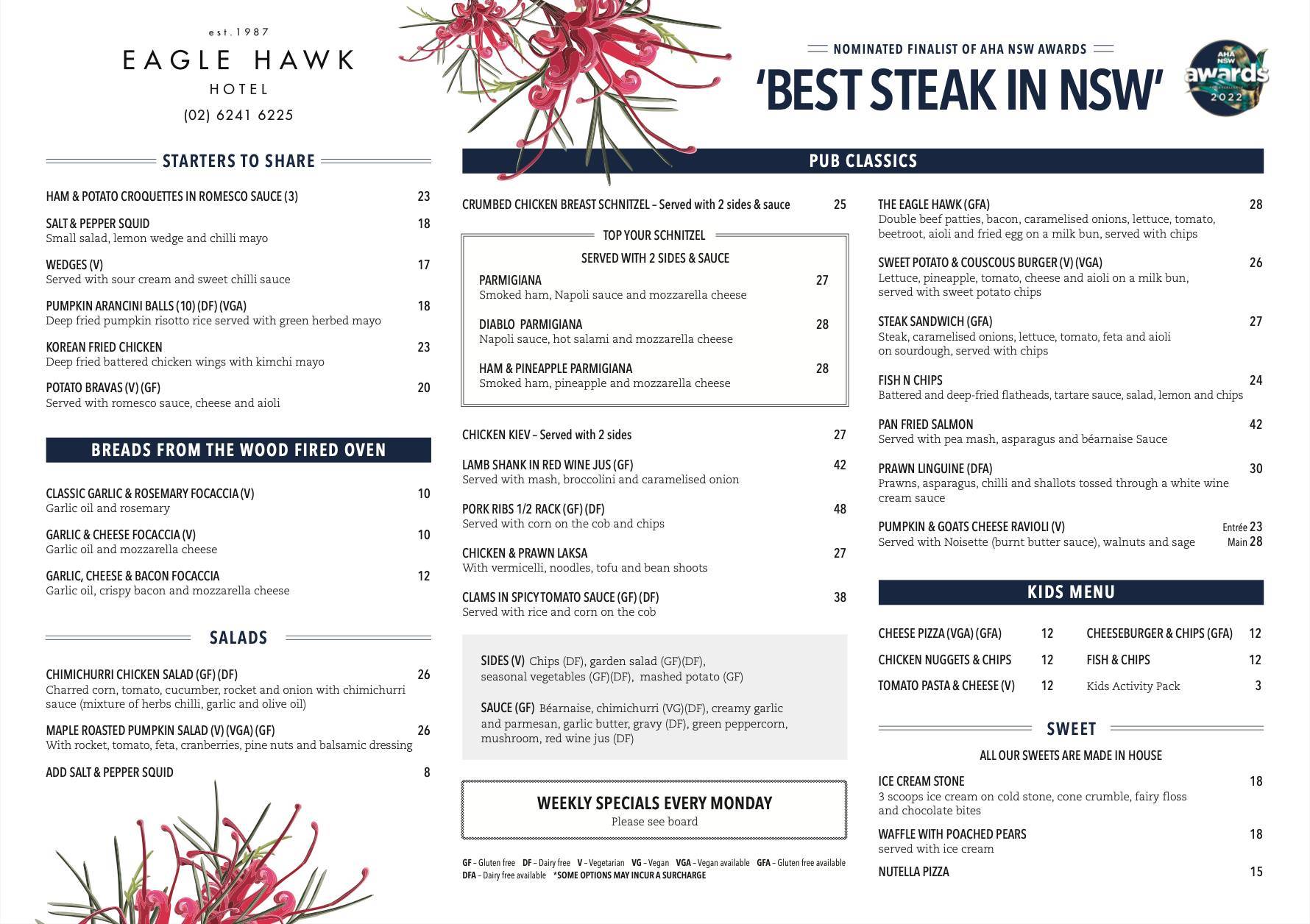 Menu at EagleHawk Cafe, Sutton, Federal Hwy Service Rd