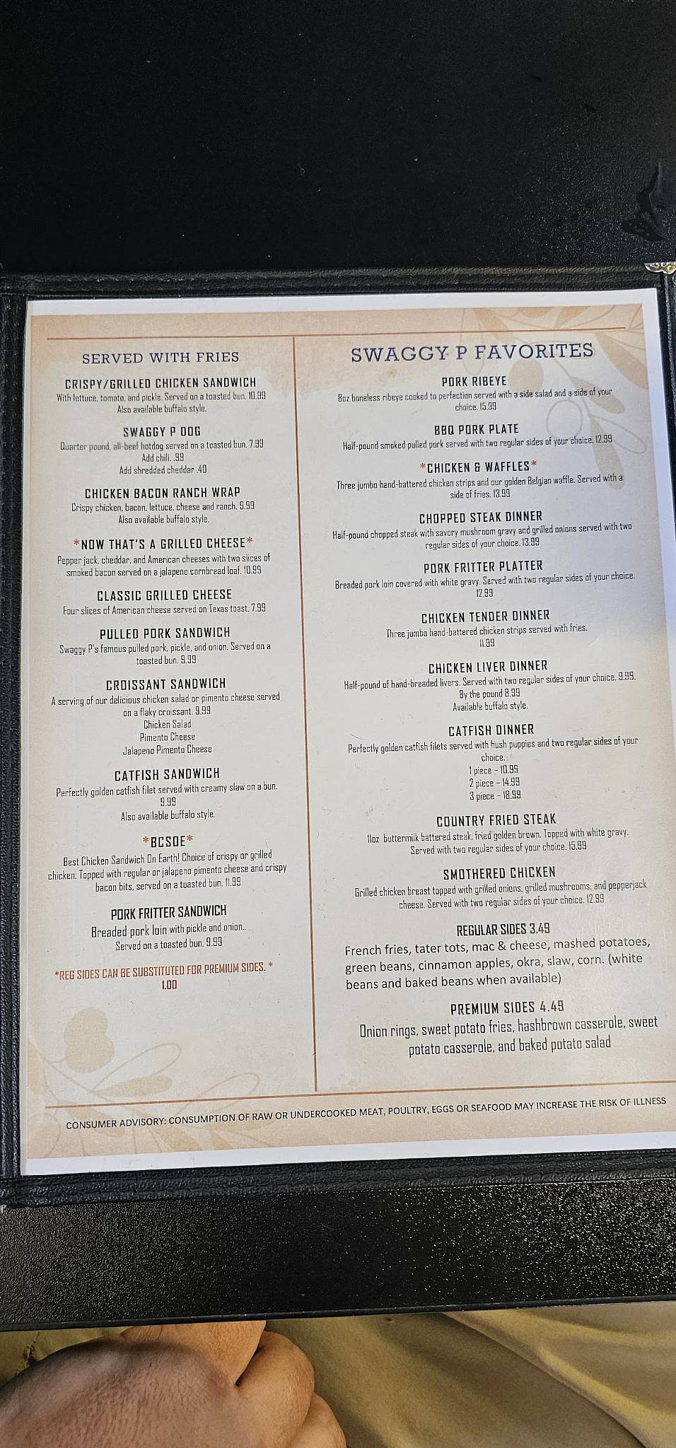 Menu at Swaggy P's Kitchen and Coffee Bar, Madisonville