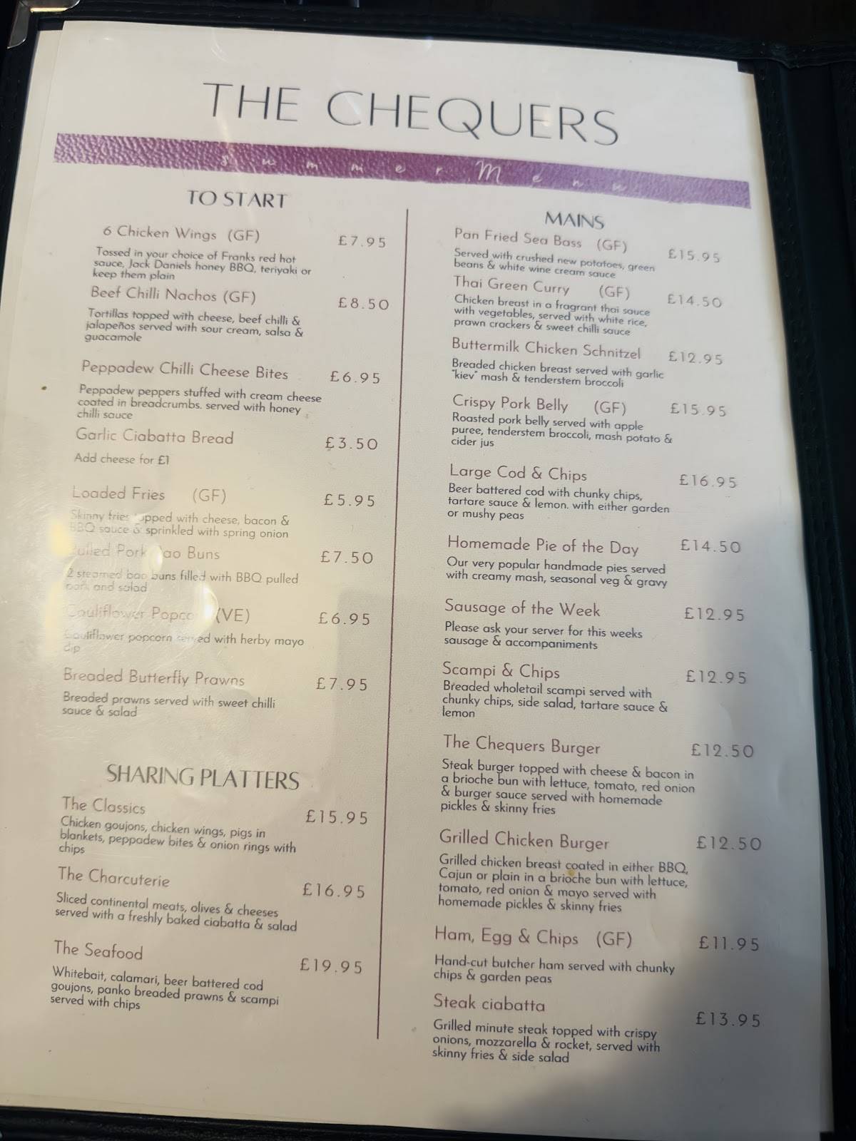 Menu at The Chequers pub & bar, Swanley, Cray Rd