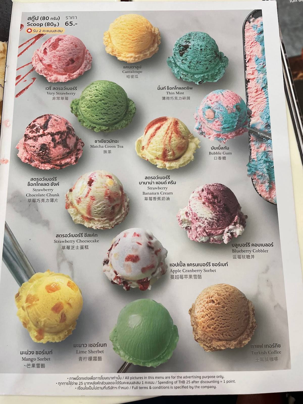 Menu at Swensen's Lotus North Pattaya, Pattaya City