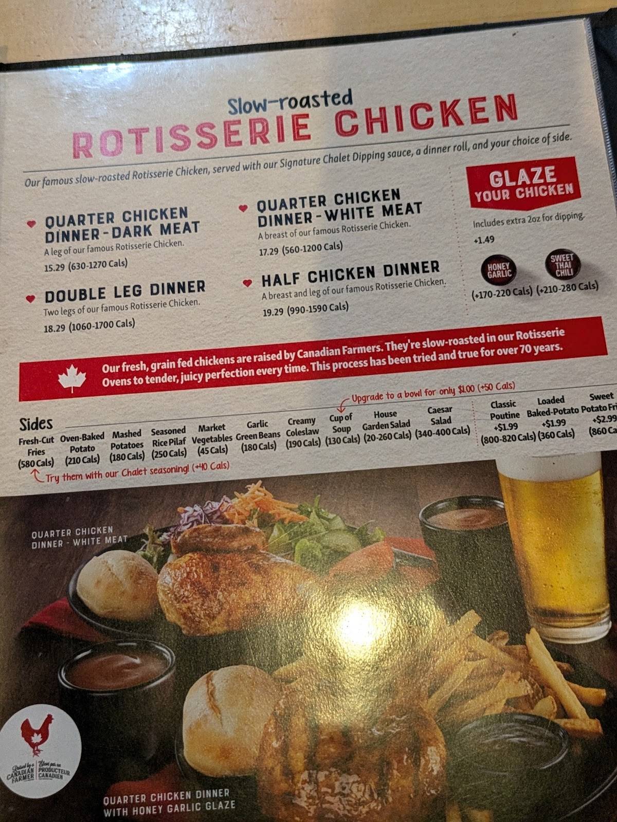 Menu at Swiss Chalet restaurant, Brantford, 84 Lynden Rd