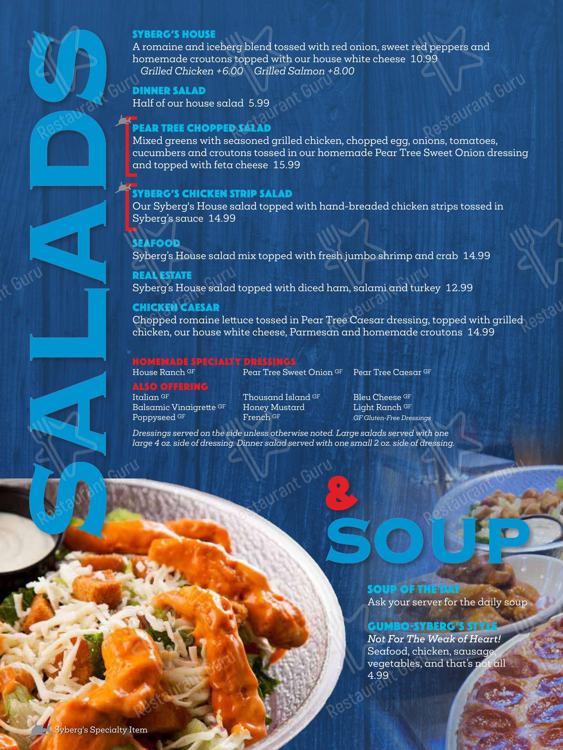 Menu at Syberg's Dorsett pub & bar, Maryland Heights