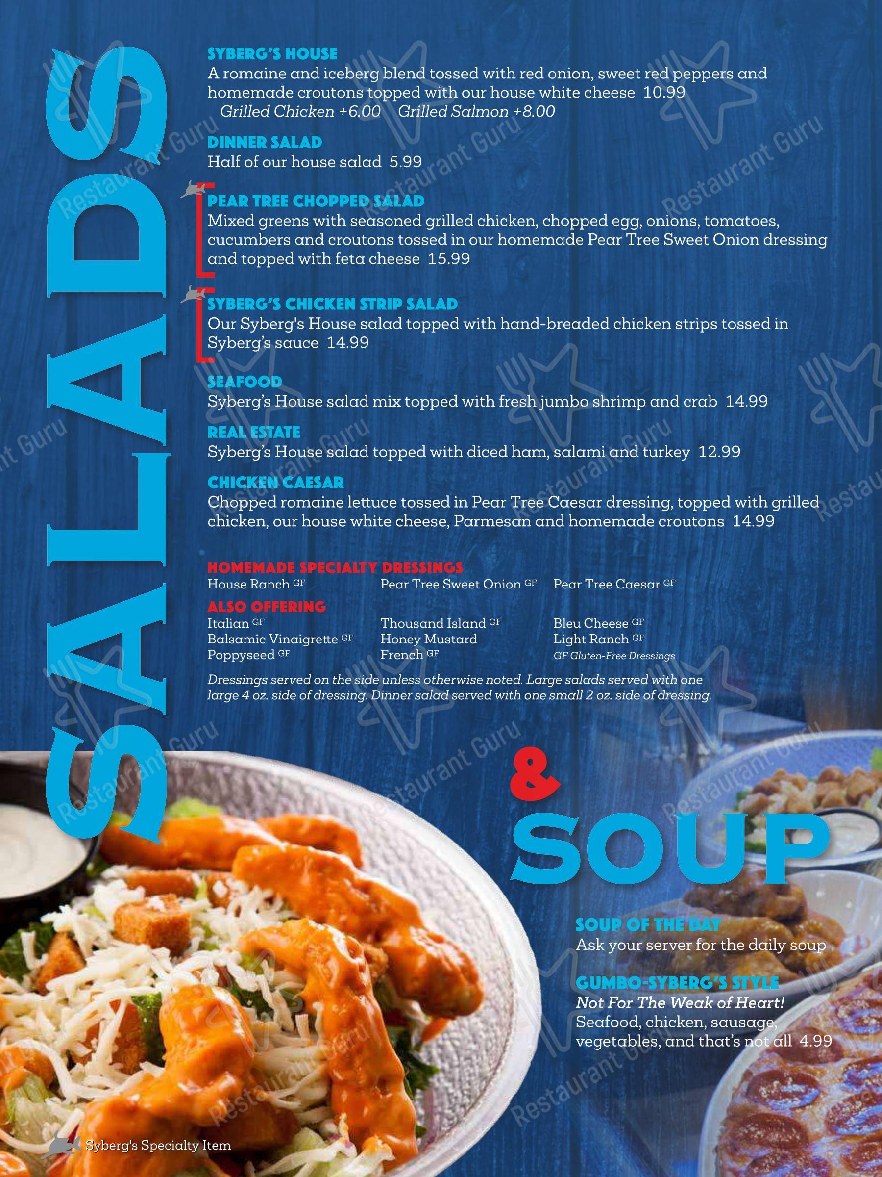 Menu at Syberg's Dorsett pub & bar, Maryland Heights