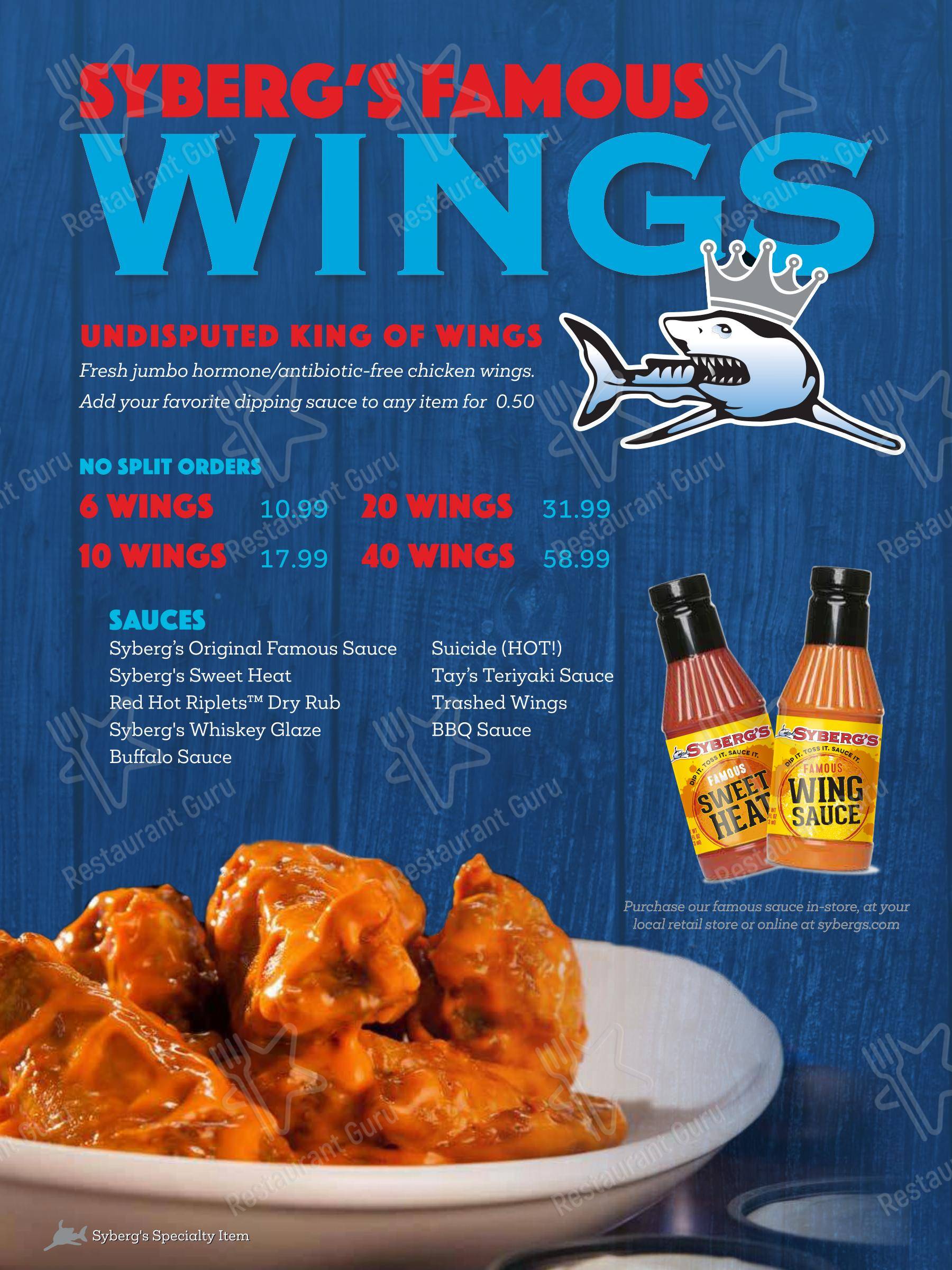 Menu at Syberg's Dorsett pub & bar, Maryland Heights