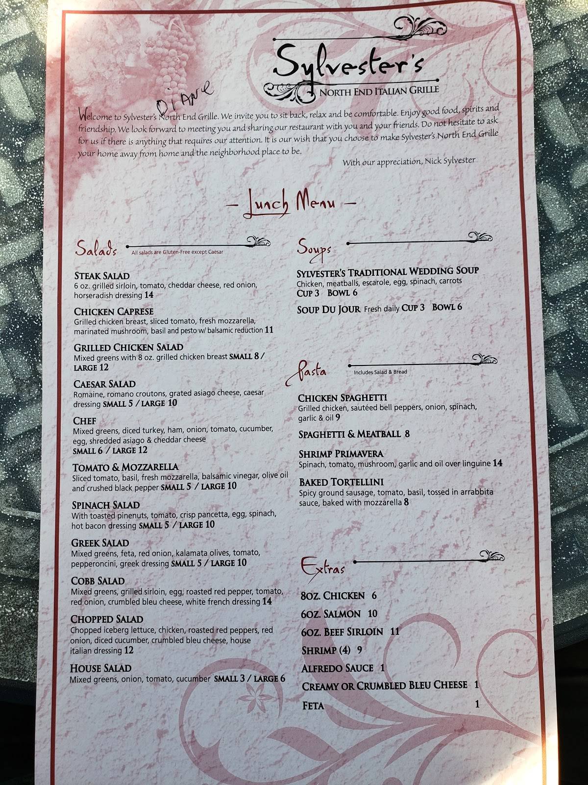 Menu at Sylvester's North End Grille restaurant, North Canton
