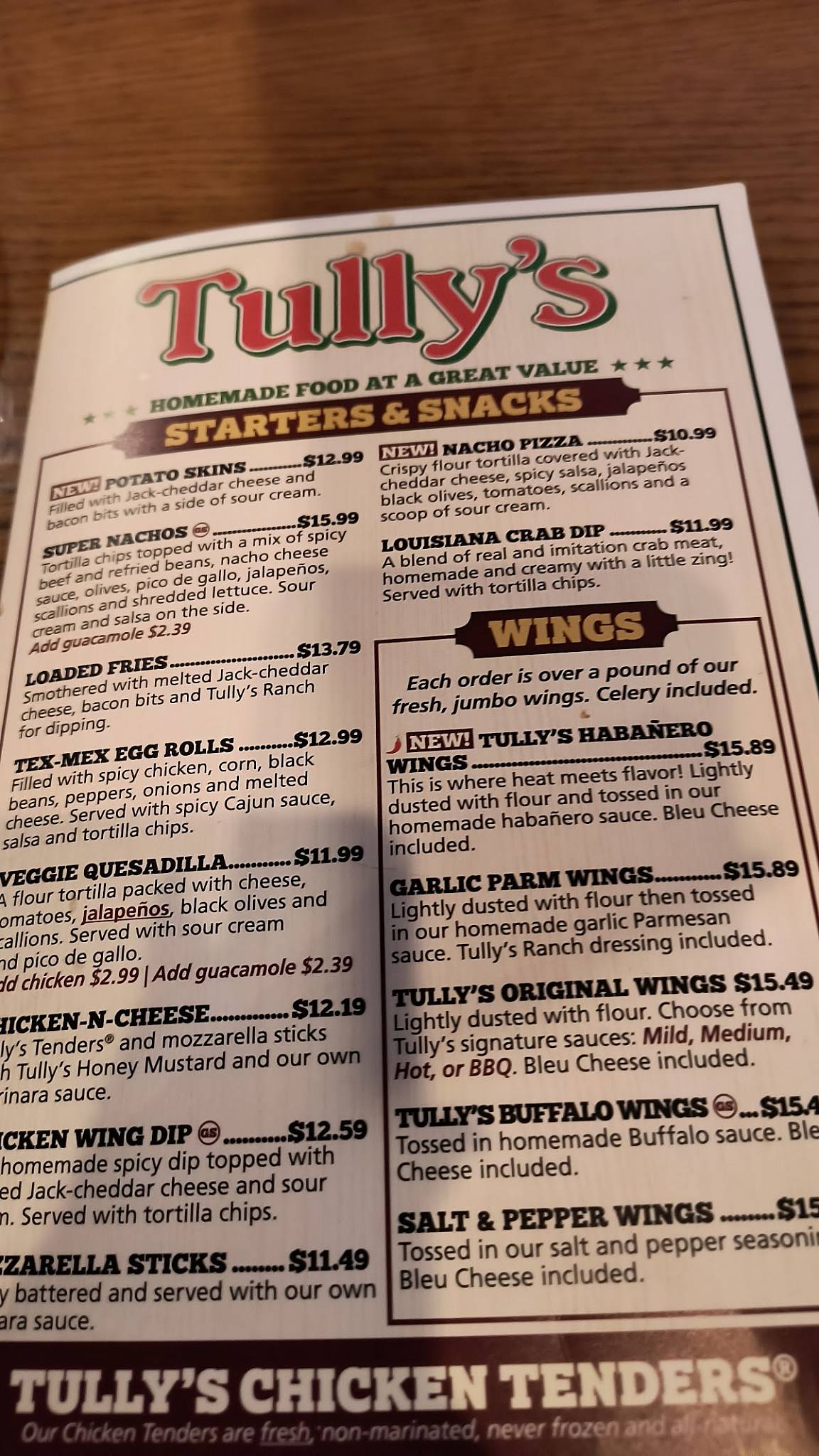 Menu at Tully's Good Times Fairmount pub & bar, Syracuse, W Genesee St