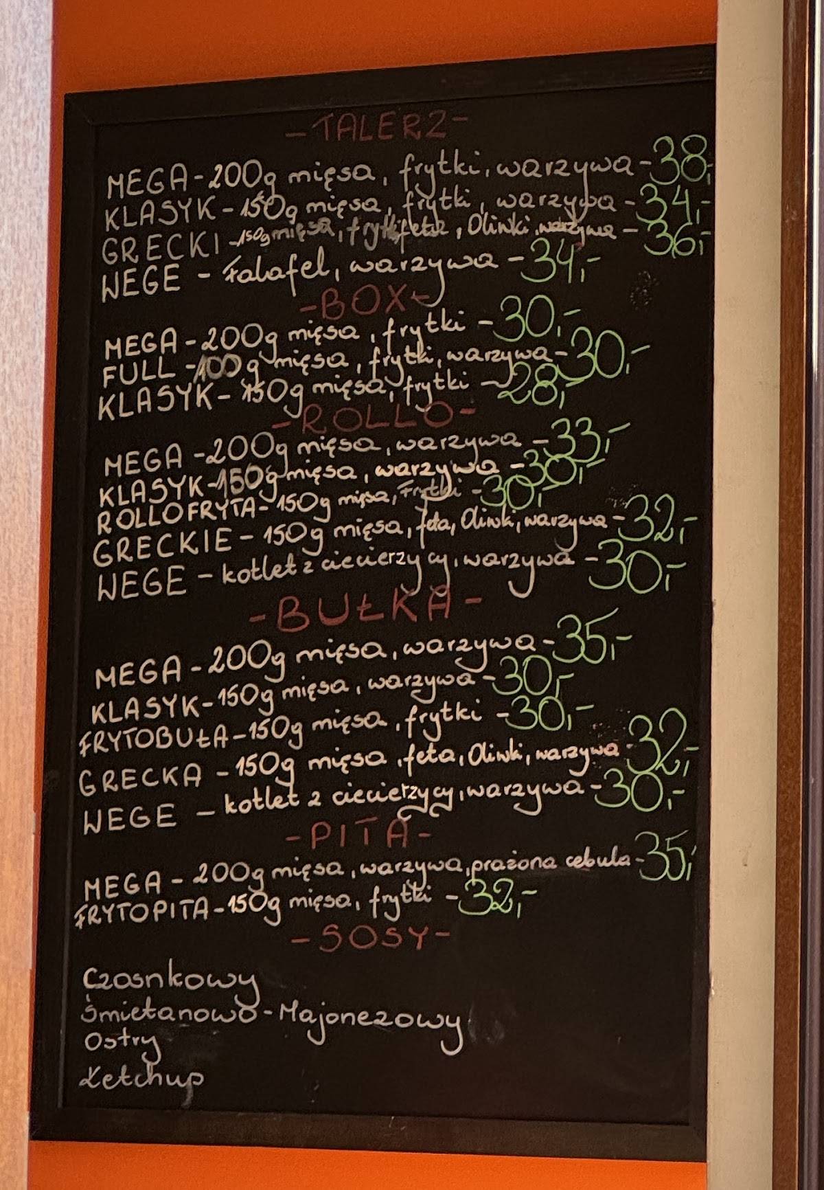 Menu at Szałowy Kebab&Fast Food, Karpacz