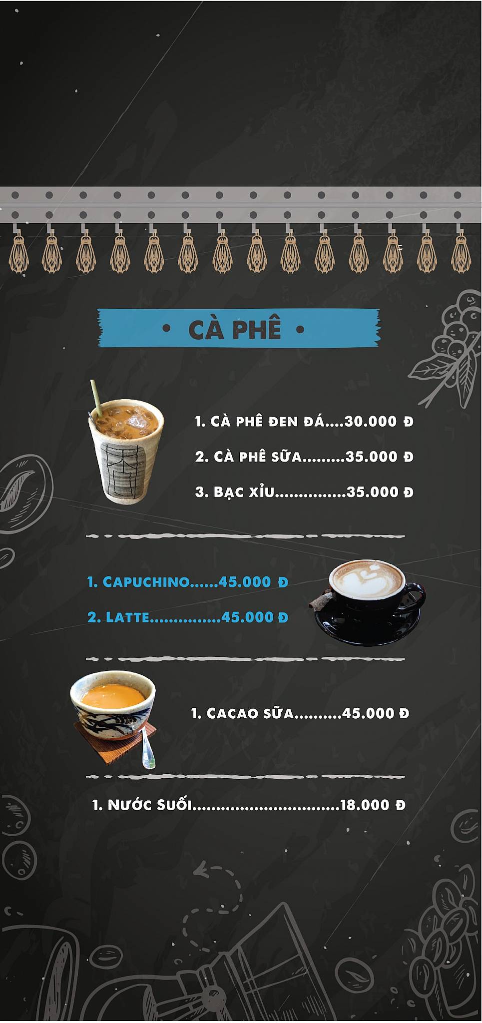 Carta del café Tôn Cũ Cà Phê, Ciudad Ho Chi Minh (Saigón)