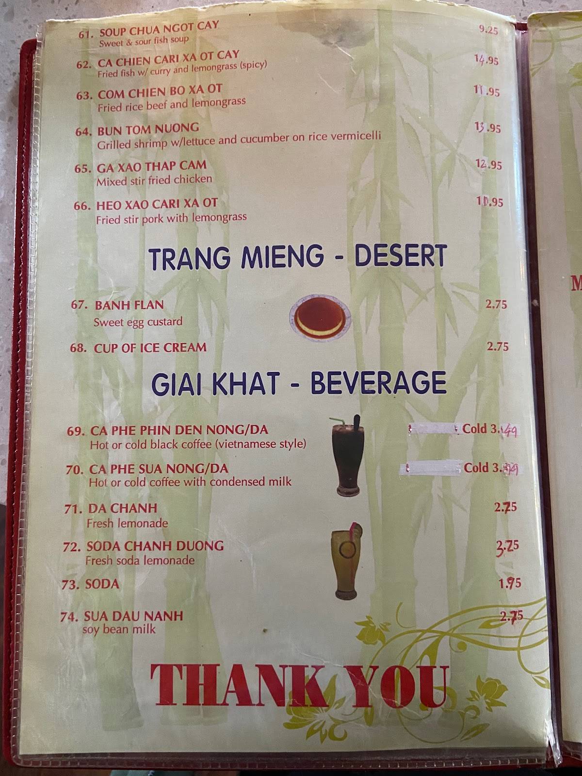 Menu at TC's Little Taste of Saigon restaurant, Ridgewood