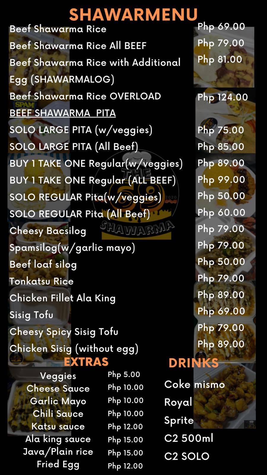 Menu at THE 69 SHAWARMA restaurant, Pasig