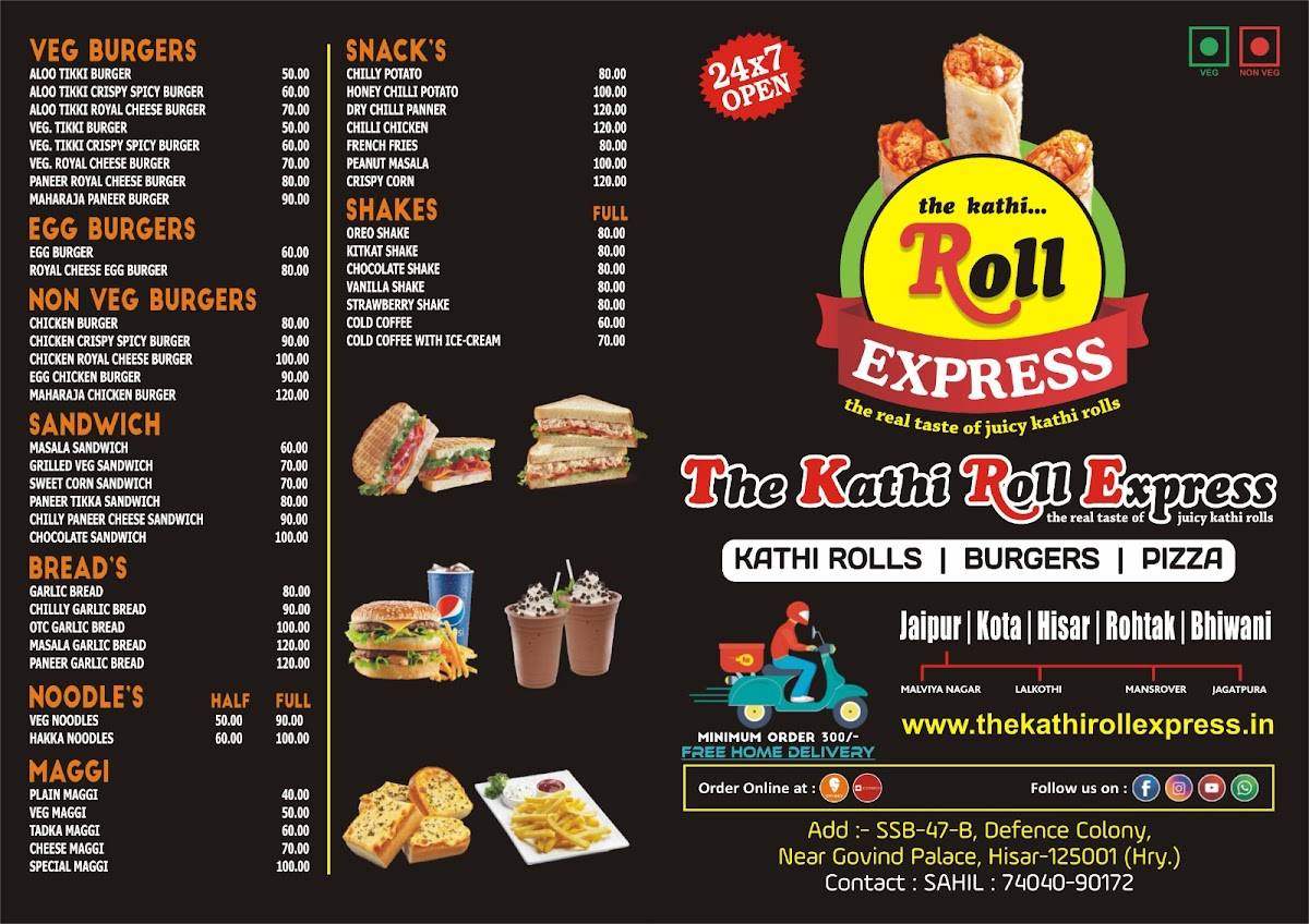 Menu at THE KATHI ROLL EXPRESS, Hisar