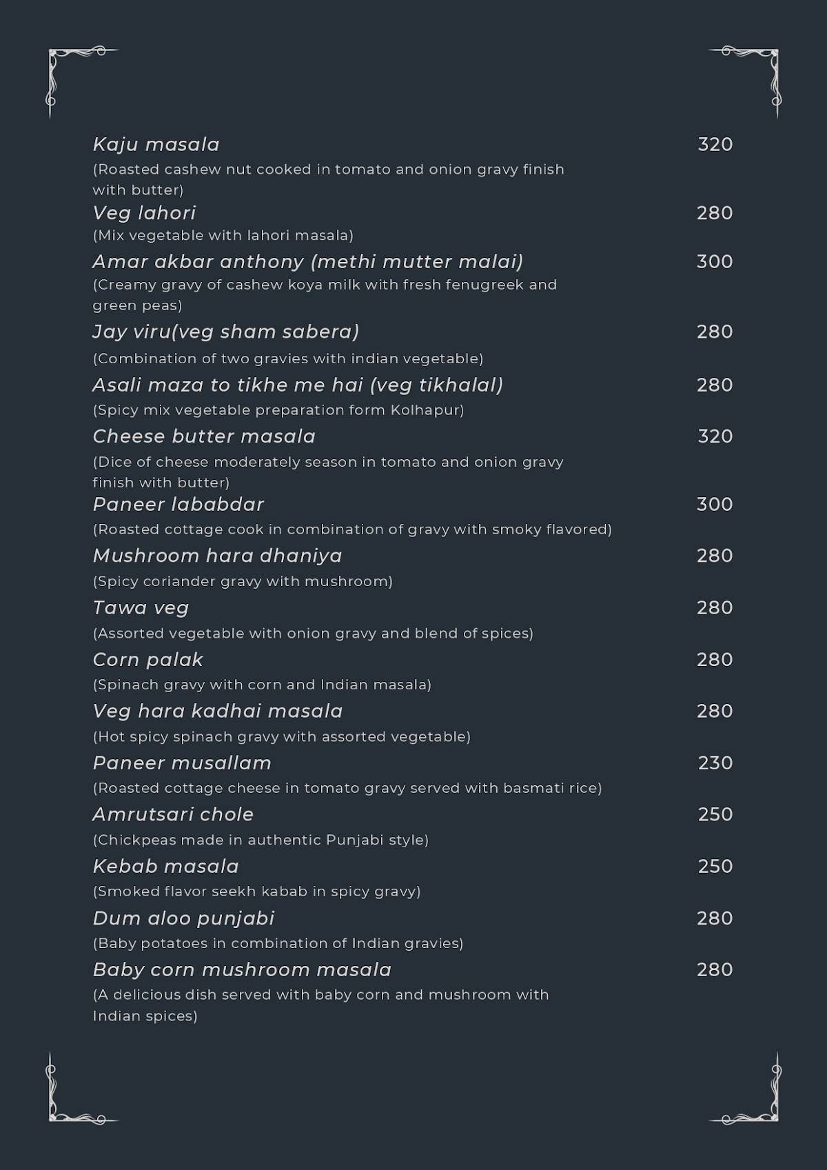 Menu at THE TEROTALE, Nashik