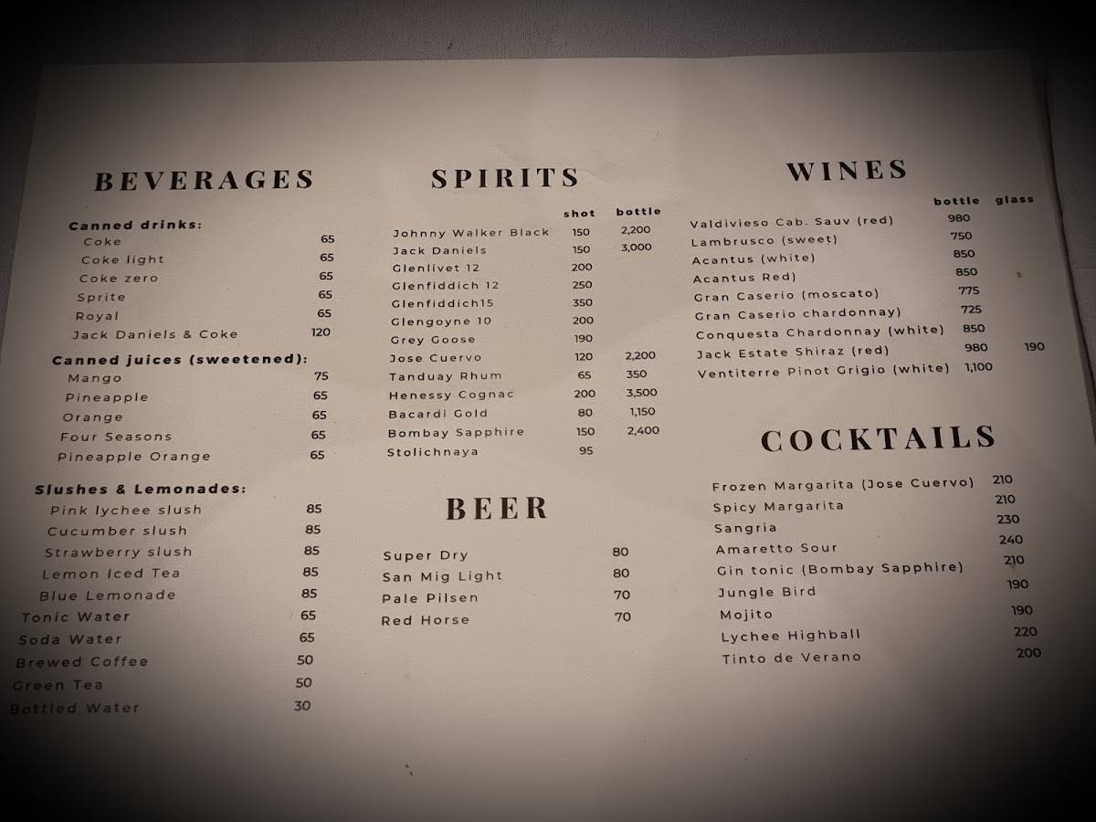 Menu at TRES Kitchen + Bar, Dumaguete
