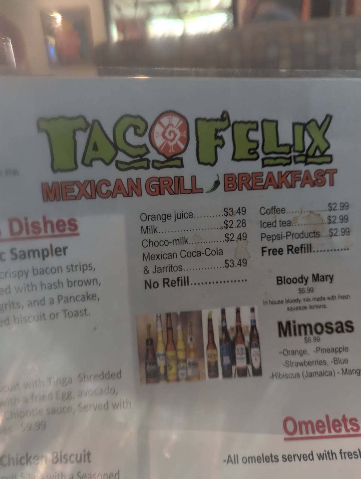 Menu at Taco Felix restaurant, Hernando, 390 E Commerce St