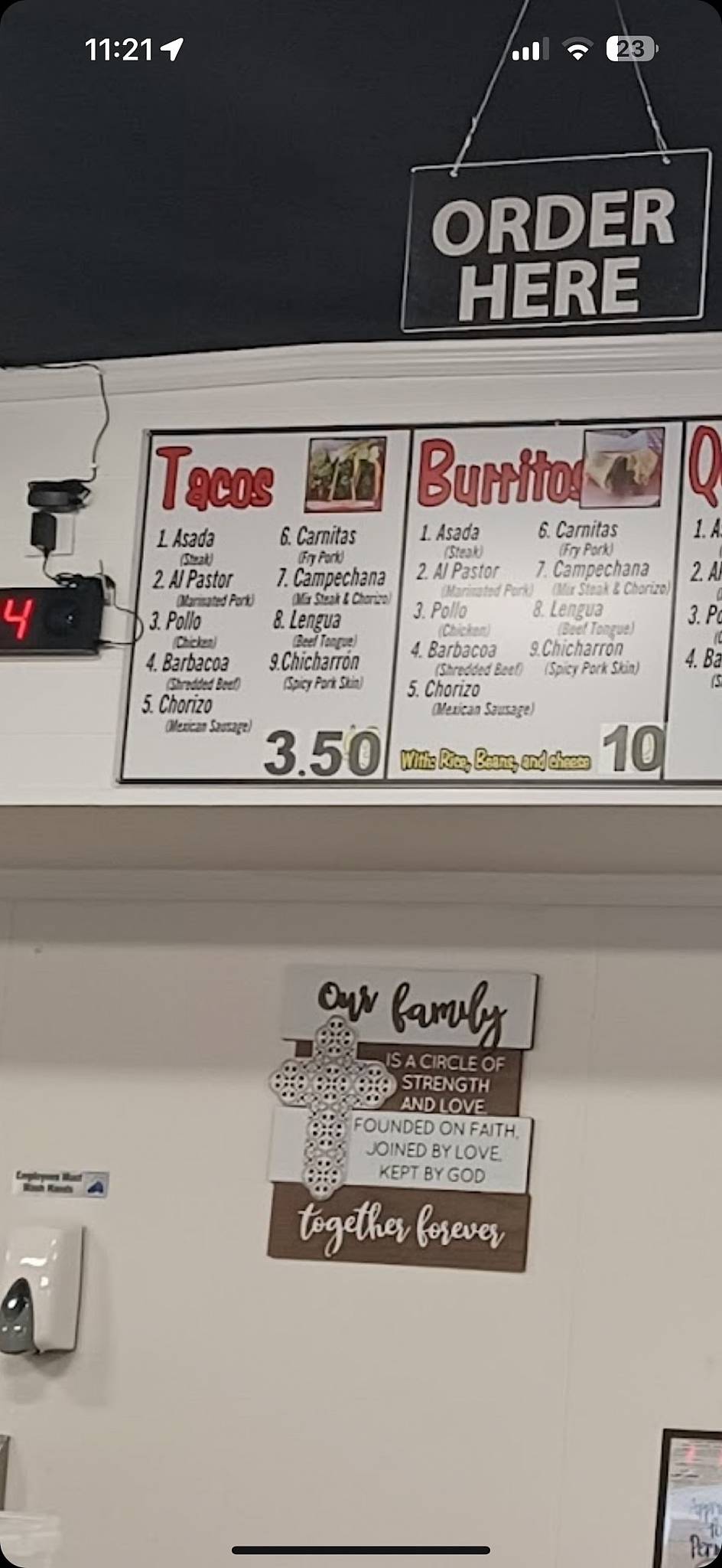Menu at Taco Fiesta restaurant, Gulf Shores