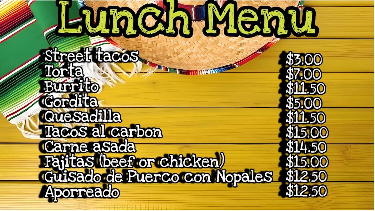 Menu at Taco House restaurant, Cypress