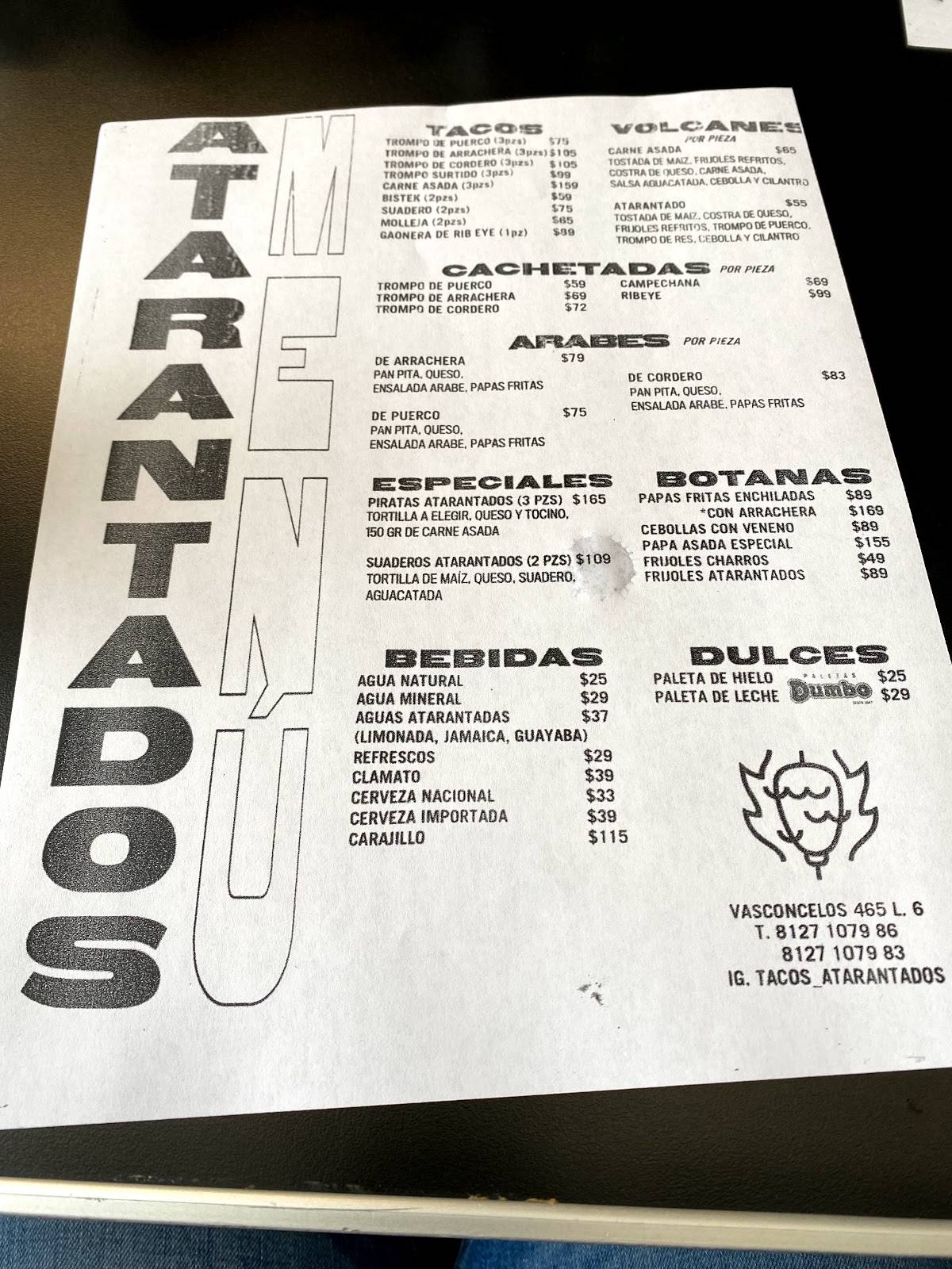 Carta del restaurante Tacos Atarantados, San Pedro Garza García, Av ...