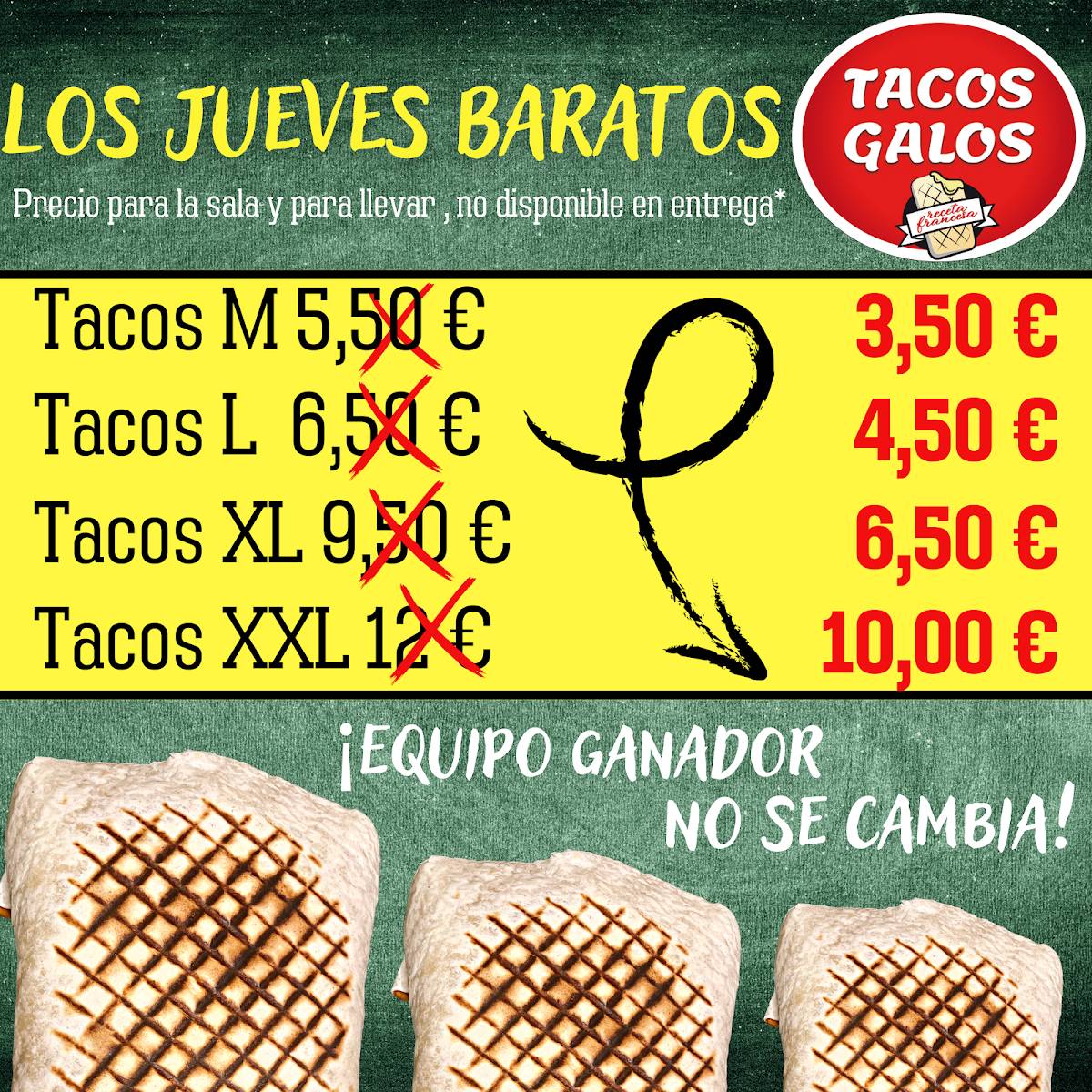 Carta del restaurante Tacos galos Raval, Barcelona