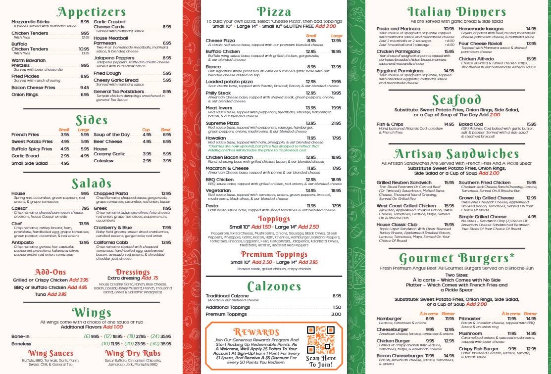 Menu at Taftville Pizza pizzeria, Norwich