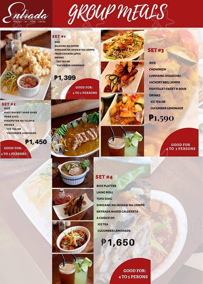 Menu at Entrada restaurant, Tagaytay, 4W3P+84W