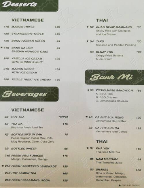 Menu at My Thai restaurant, Taguig, 2nd Flr. Bonifacio Stopover