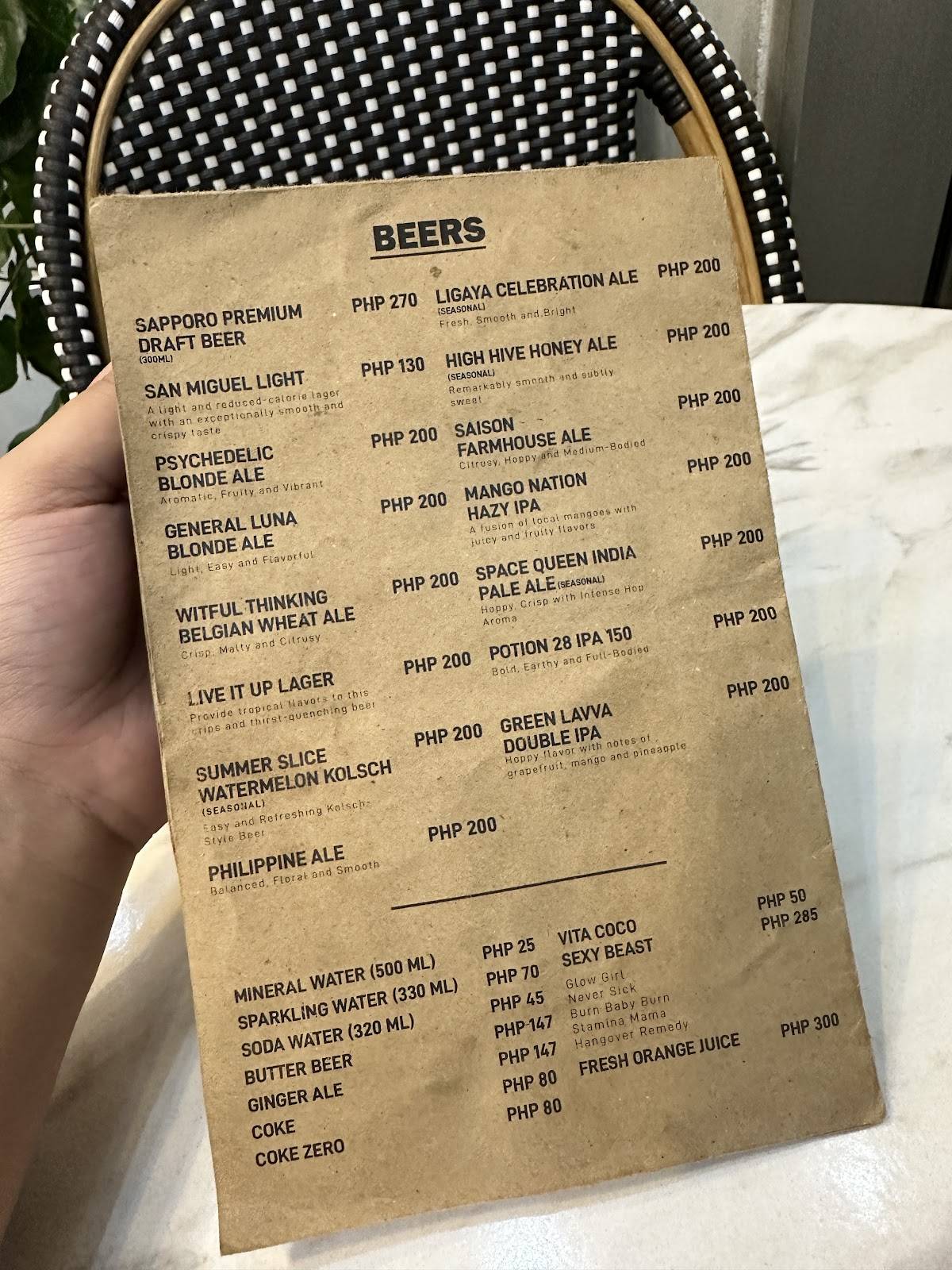 Menu at Outpost Market cafe, Taguig