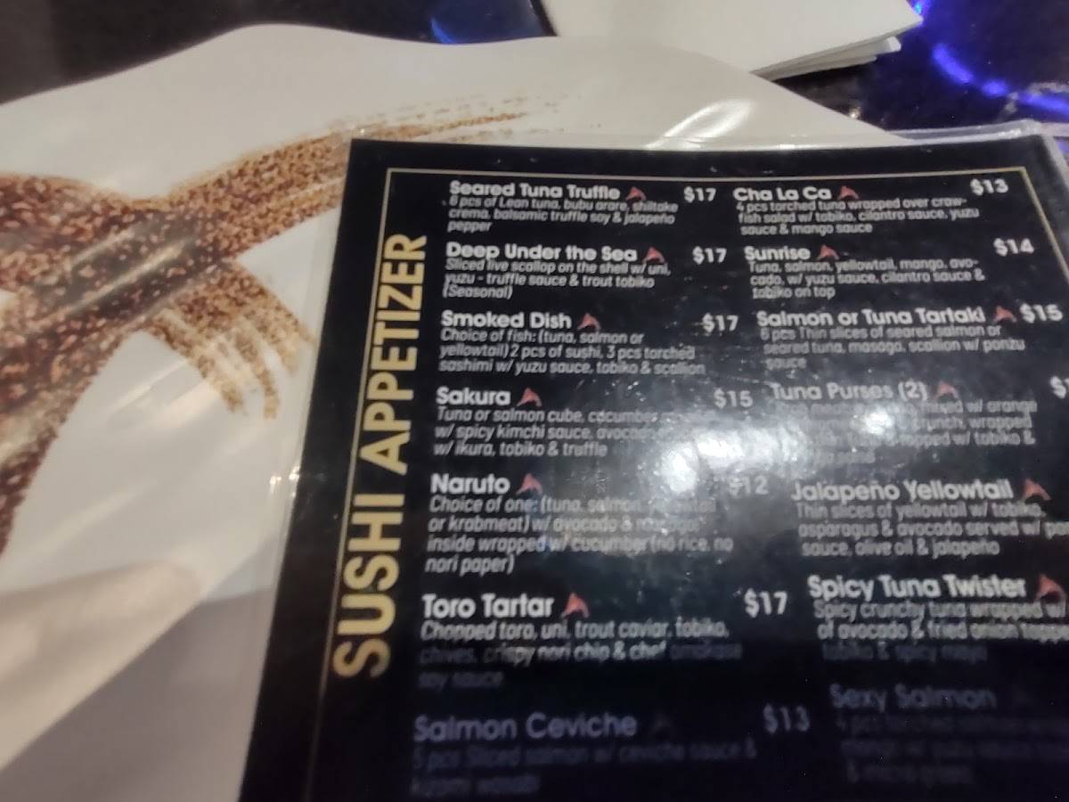 Menu at Takara restaurant, Port Orange, S Williamson Blvd