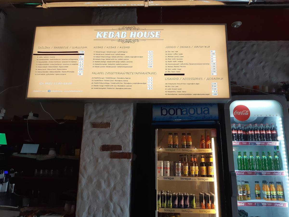 Speisekarte von Kebab House cafe, Tallinn