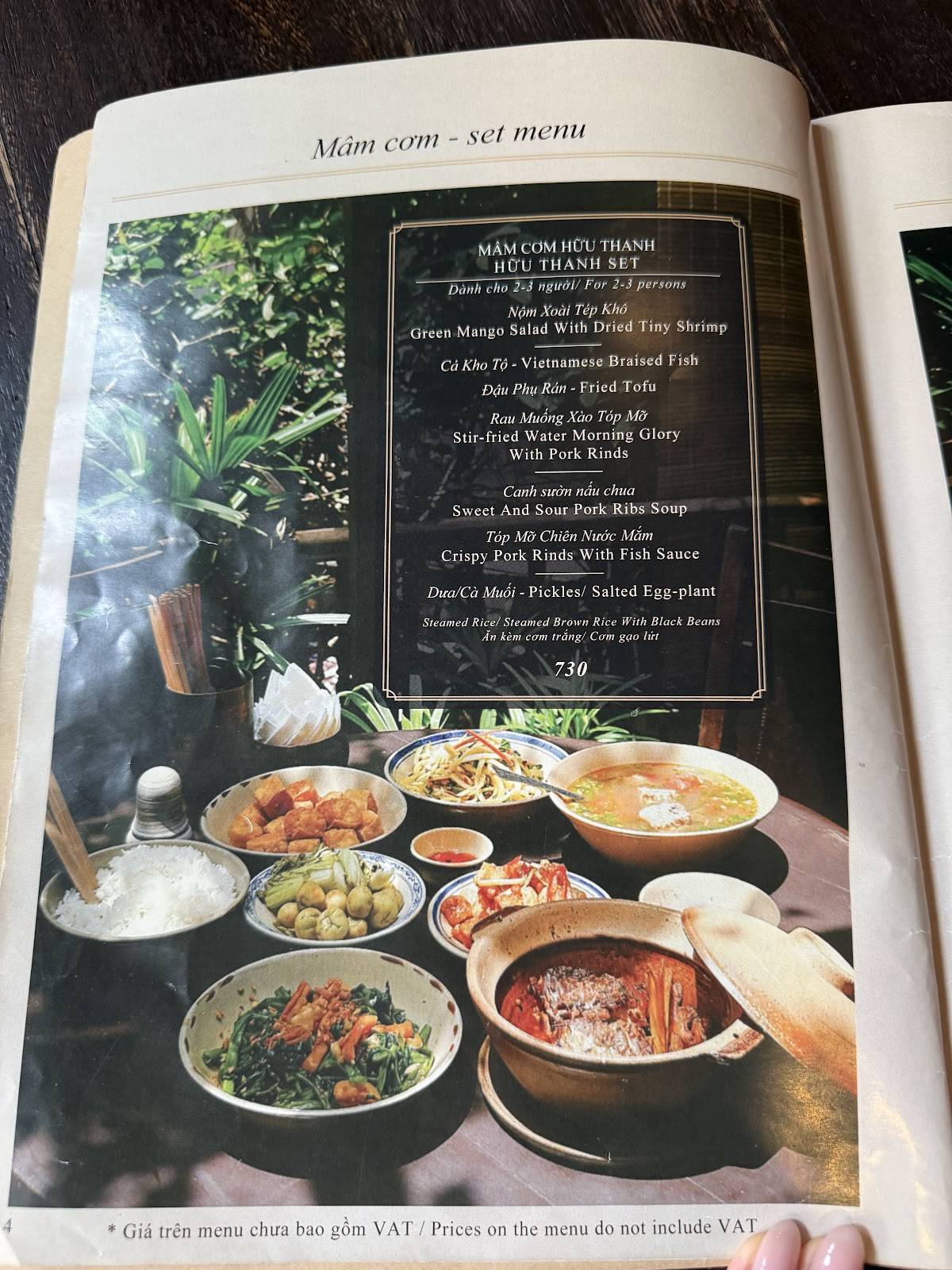 Menu at Tầm vị restaurant, Hanoi, 4b P. Yên Thế