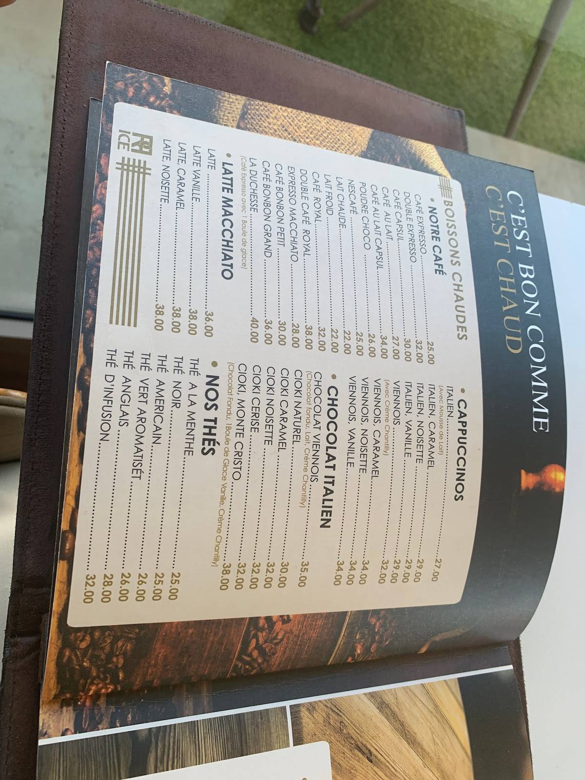 Menu au Cafe RR Ice, Tanger, Q6QR+827