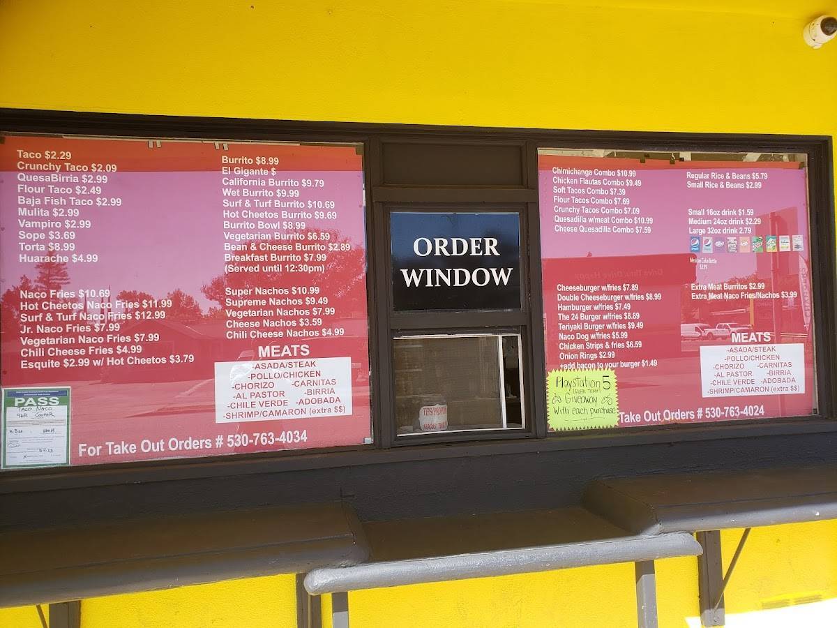 Menu at Taqueria El Taco Naco restaurant, Yuba City