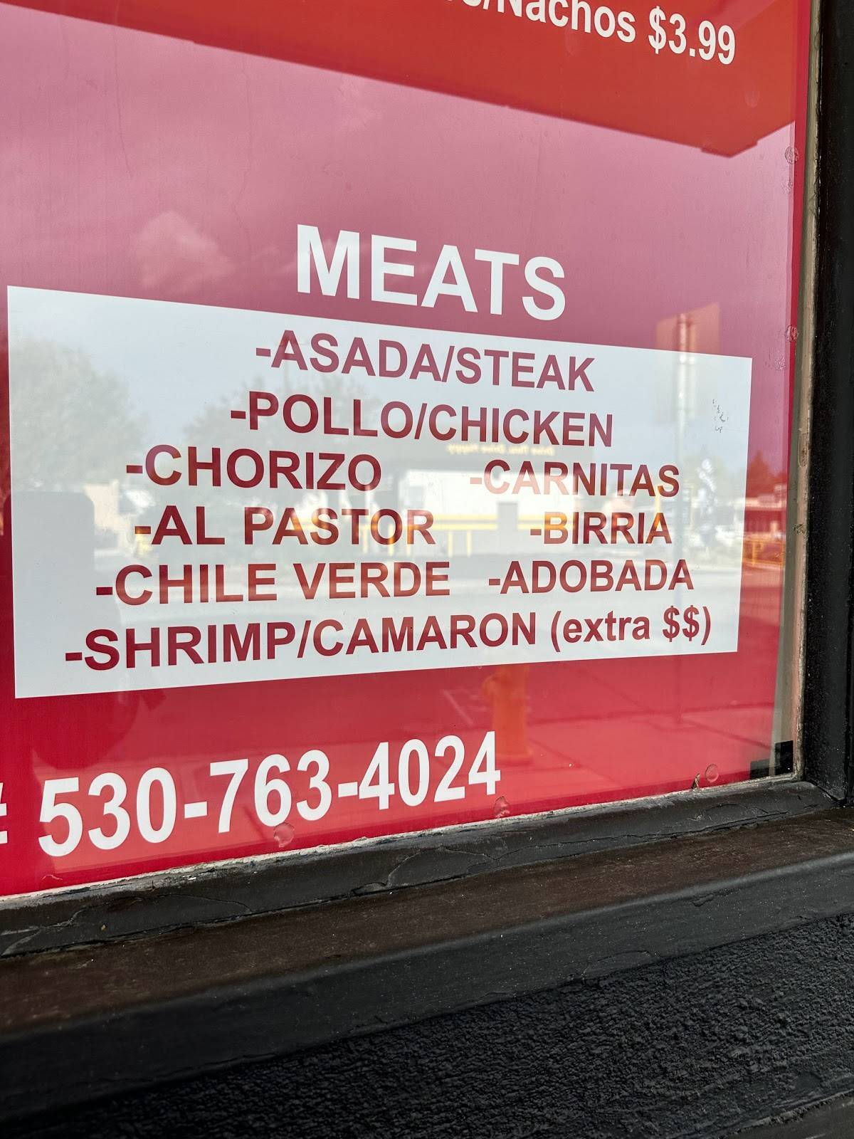 Menu at Taqueria El Taco Naco restaurant, Yuba City