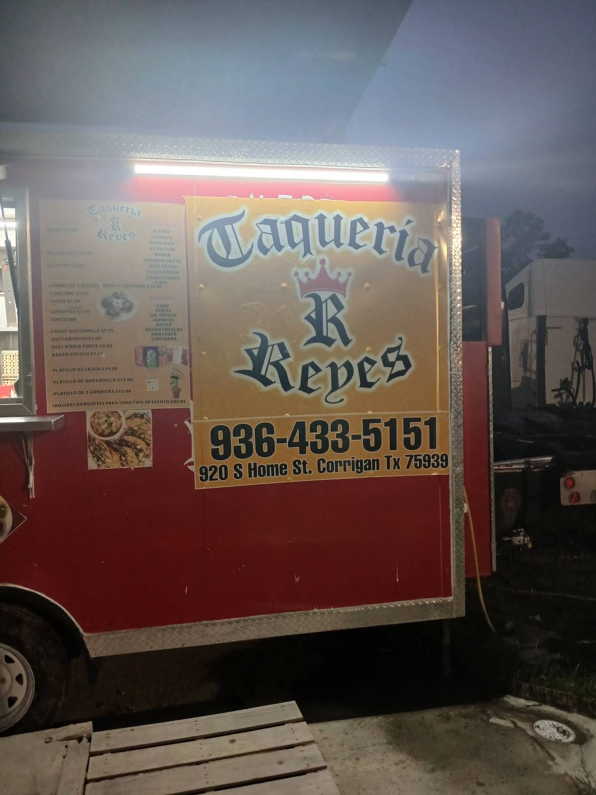 Menu at Taqueria Reyes restaurant, Corrigan