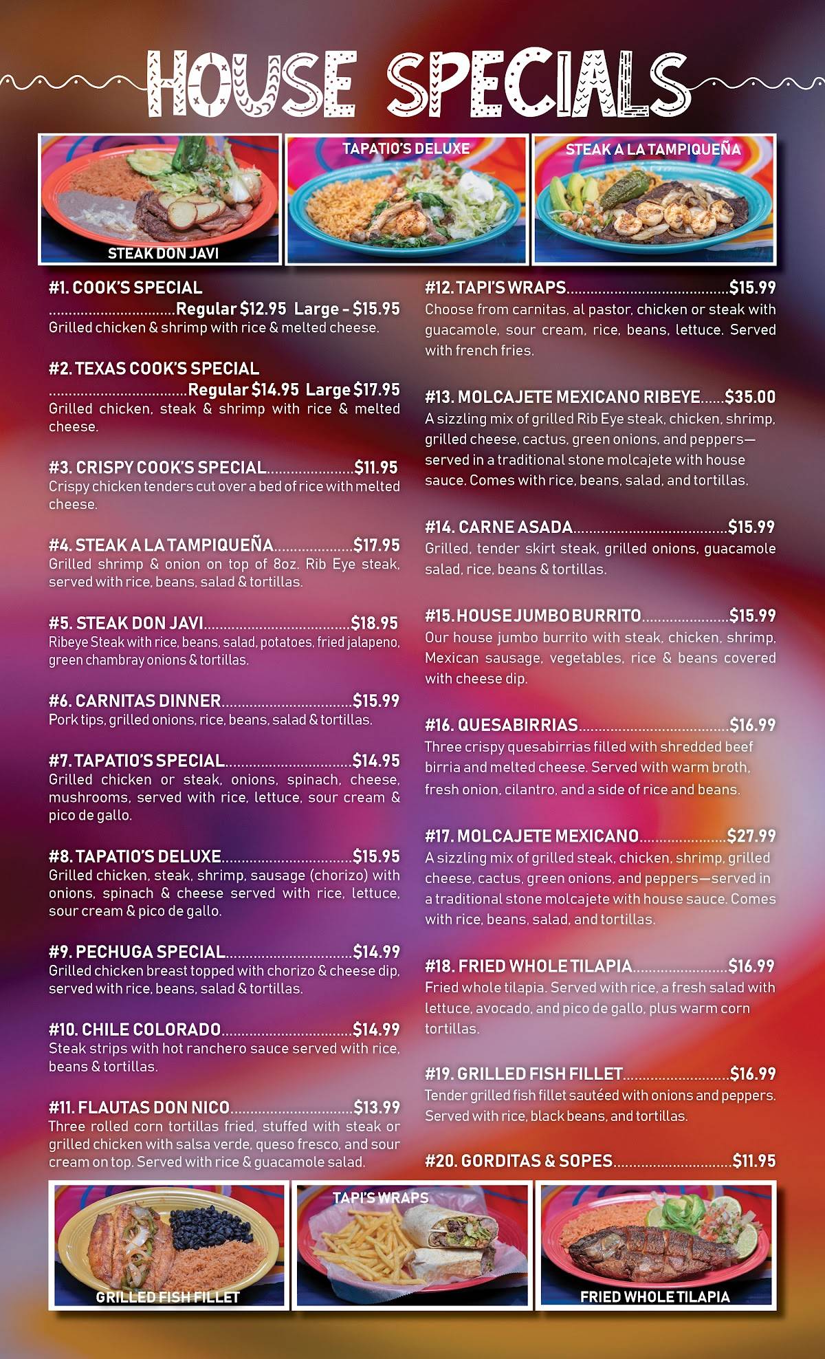 Menu at Taqueria Tapatio's Authentic Mexican Restaurant, Villa Rica ...