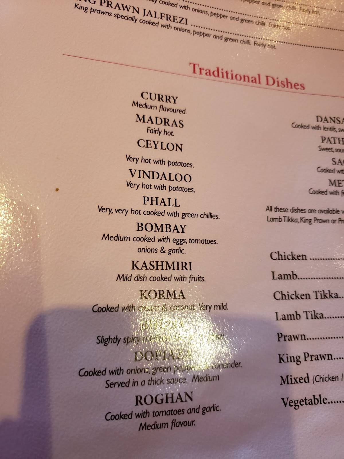 Menu at Taste of India restaurant, Rothwell, 13 Bridge St