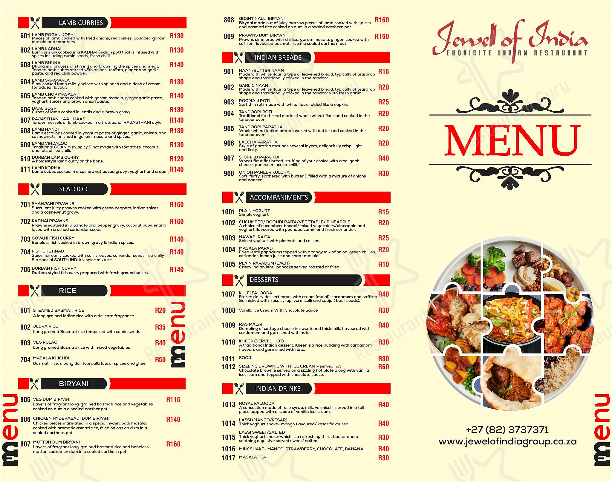 Menu at Sondela Buffet Restaurant, Verulam