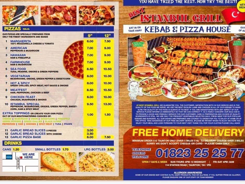 Menu at Best Istanbul Grill Kebab & Pizza House fast food, Taunton